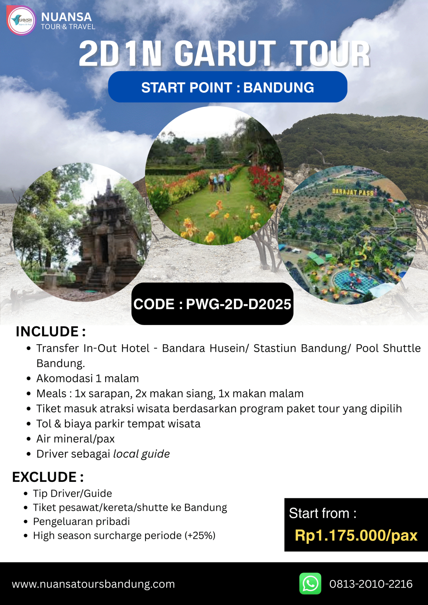 TOUR PACKAGE GARUT 2D1N (START BANDUNG) - NUANSA TOURS BANDUNG