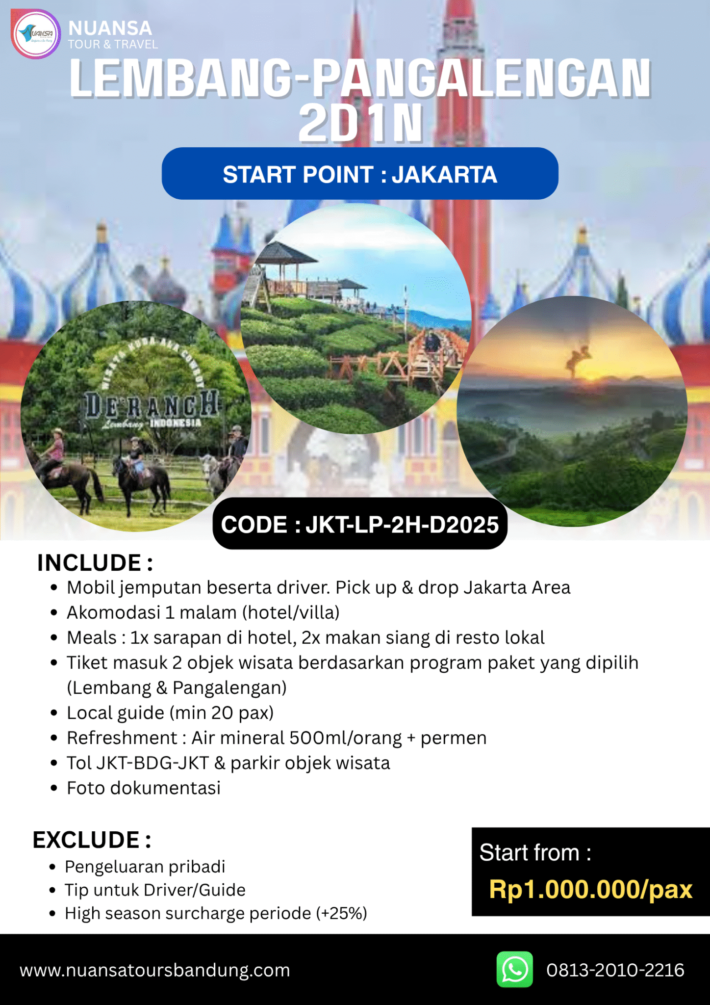 TOUR LEMBANG-PANGALENGAN 2D1N (START JAKARTA) - NUANSA TOURS BANDUNG